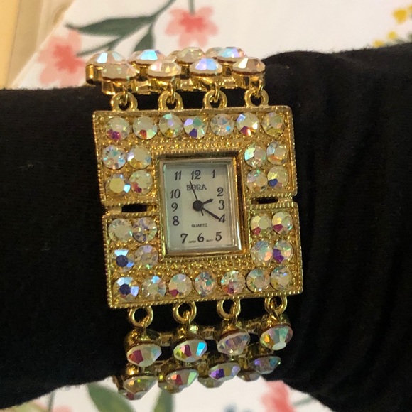 Jewelry | Vintage Bora Quartz Watch Square Face W Individually Set ...